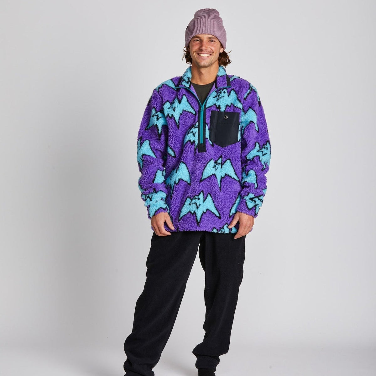 Airblaster Sherpa Half Zip Fleece - Big Terry Purps